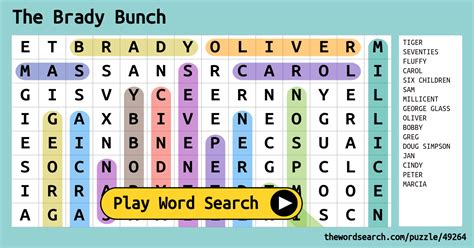 The Brady Bunch Word Search
