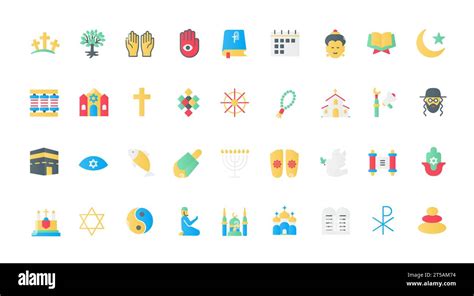 World Religions Flat Icons Set Vector Illustration Symbols Holy Books