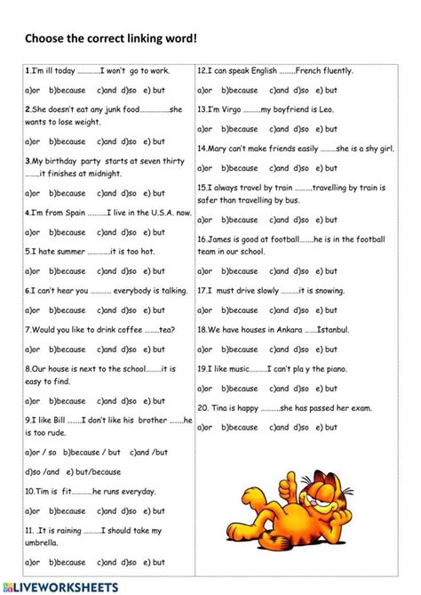 Linking Words Interactive Exercise For Elementary You Can Do The Exercises Online Or Download