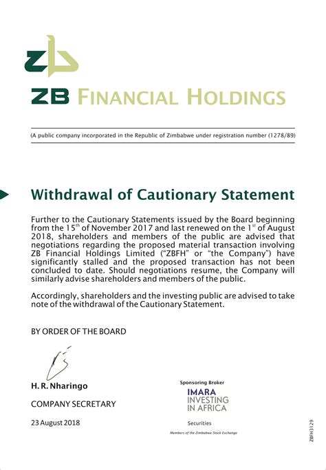 Investor Updates Zb Financial Holdings