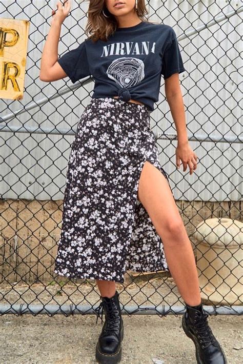 Slimming High Waisted Short Floral Skirt With Slit Sunifty