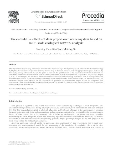 Pdf The Cumulative Effects Of Dam Project On River Ecosystem Based On Multi Scale Ecological