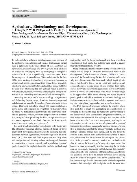 Pdf Book Review Agriculture Biotechnology And Development
