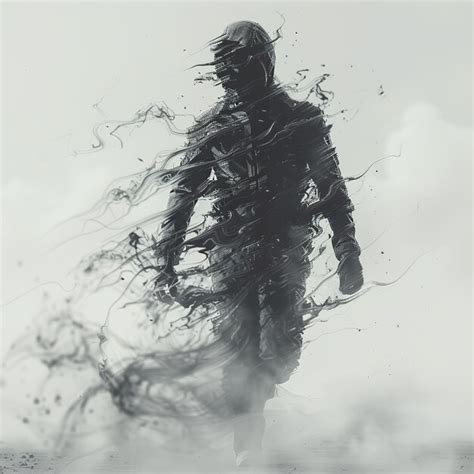 A Black And White Drawing Of A Man In A Dark Suit Premium Ai