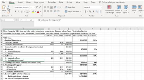 Software Development Cost Estimation Template