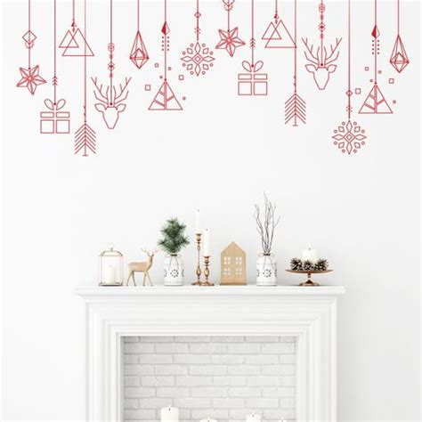 Vinilo Navidad Corona De Navidad Rojo Adhesivo De Pared Revestimiento Sticker Mural