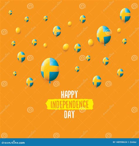 Bandera O Cartel De La Celebraci N Del D A Del Indepedence De Suecia Con El Texto Y Los Globos