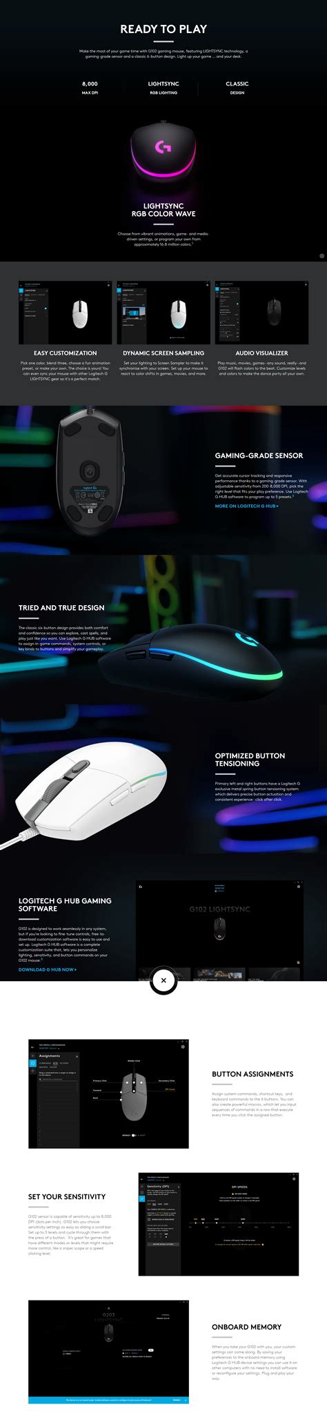 Logitech G102 LIGHTSYNC RGB Gaming Mouse - White