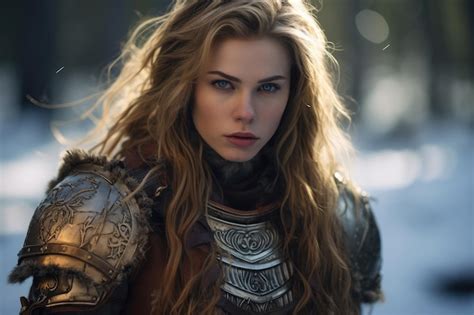 Premium Ai Image A Woman In Armor With Long Hair