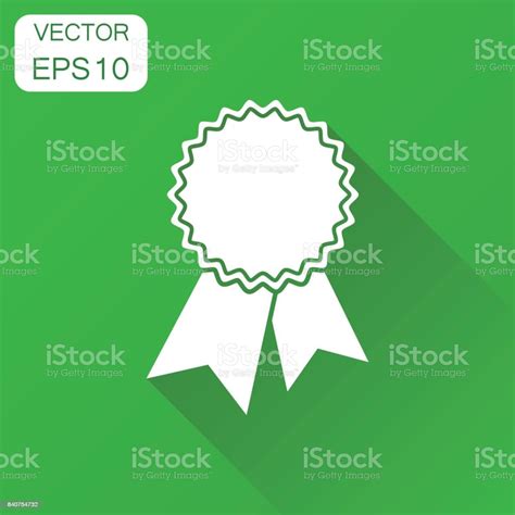 리본 아이콘 배지 비즈니스 컨셉 상 그림 긴 그림자와 녹색 배경에 벡터 일러스트입니다 1위에 대한 스톡 벡터 아트 및 기타
