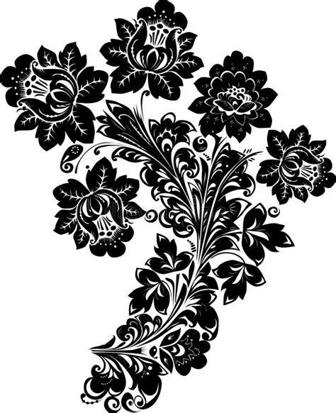 黑色花剪影 库存例证 插画 包括有 花束 开花 绽放 增长 剪影 模式 植物群 叶子 查出 5835950