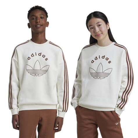 Adidas Originals Girls Olympic Sport Crew In Whitebrown Modesens