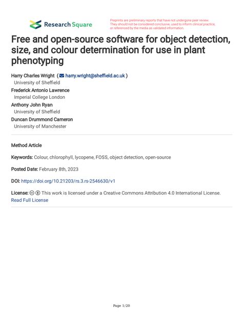 pdf free and open source software for object detection size and