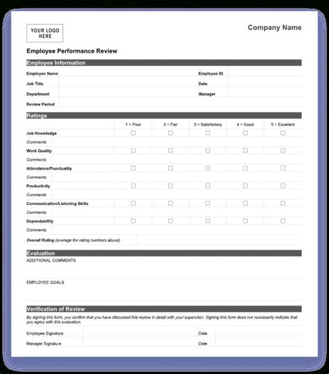 Editable 70 Free Employee Performance Review Templates Word Pdf New