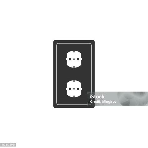 고립 된 전기 콘센트 아이콘입니다 전원 소켓 장미 기호입니다 평면 디자인입니다 벡터 일러스트 개념에 대한 스톡 벡터 아트 및 기타 이미지 Istock