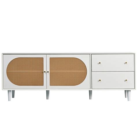 Oeryde Lowboard Weißer Tv Schrank Für 80 2 Schubladen And 2 Fächer