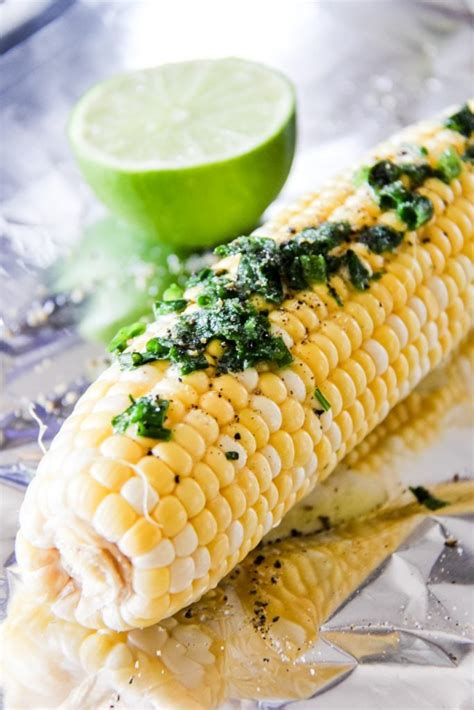 Grilled Corn On The Cob With Cilantro Butter And Lime A Pretty Life In