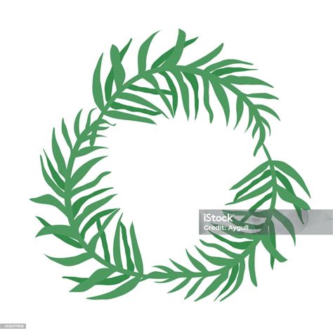 Green Leaves Wreath Vector Illustration Natural Plant Element Isolated