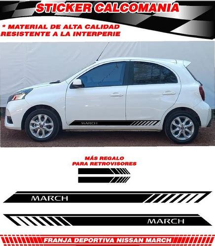 Sticker Calcomania Franjas Deportivas Nissan March Meses Sin Intereses