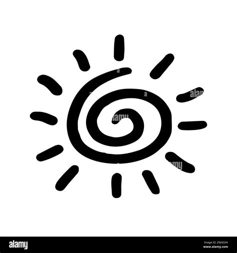 Sun Hand Drawn Symbol Sun Icon As Spiral On Isolated Background