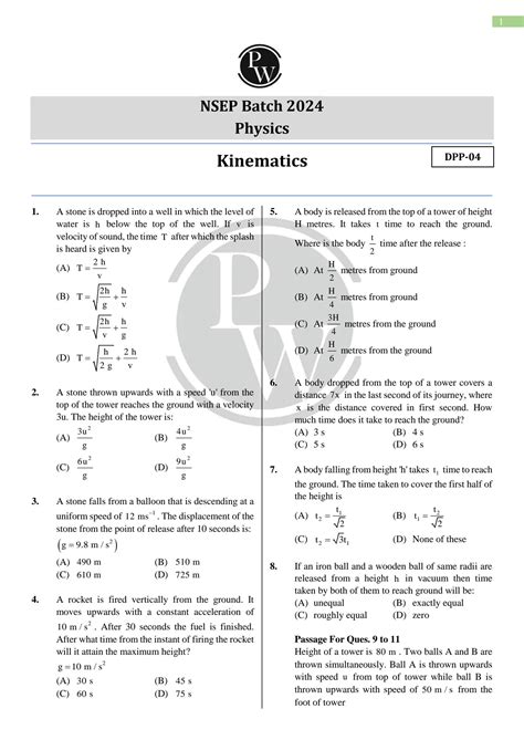 SOLUTION Kinematics Dpp 04 Nsep Batch 2024 Studypool