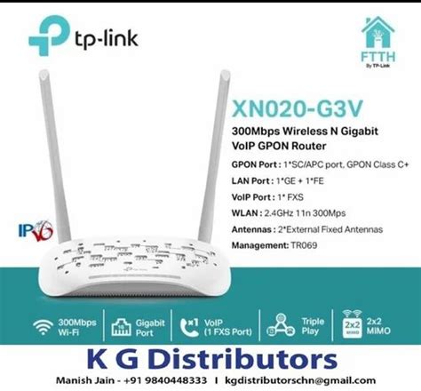 Tp Link Xn020 G3v 300mbps Wireless N Gigabit Voip Gpon Router At ₹ 1700 Piece In Chennai