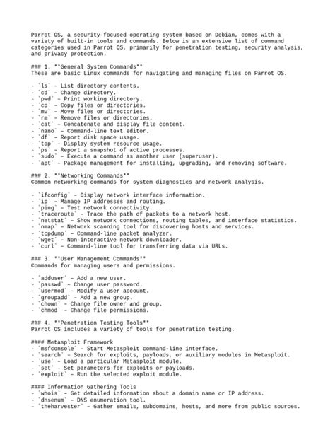 Parrot Linux Command Pdf Computer Network Command Line Interface