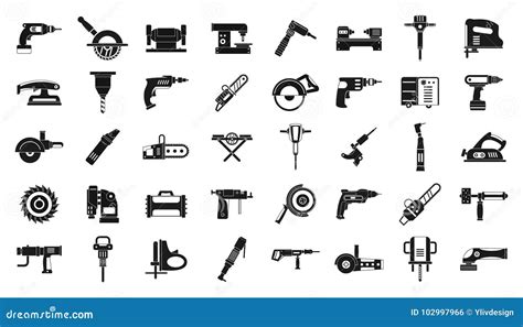 Electric Tools Icon Set Simple Style Stock Vector Illustration Of