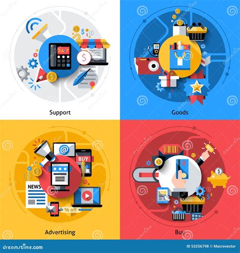 E Commerce Icons Set Stock Vector Illustration Of Goods