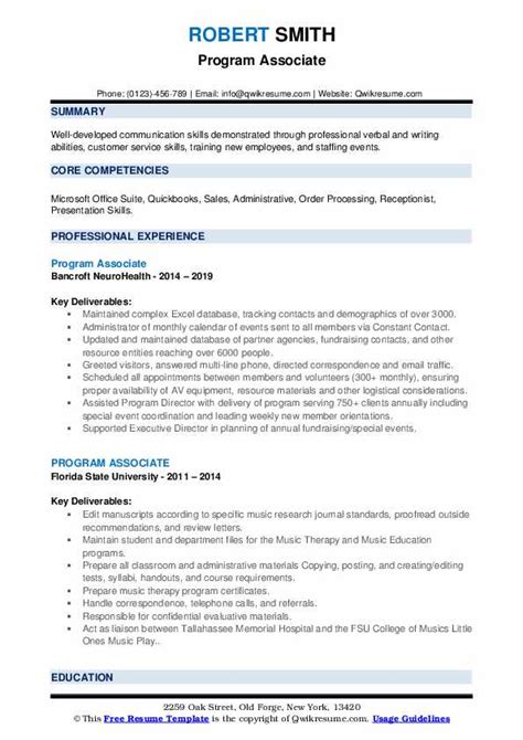 10 Program Associate Resume Samples And Templates For 2025 10 Program Associate Resume Samples And Templates For 2025