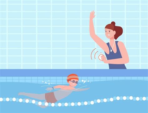 Premium Vector Swimming Coach Professional Swim Instructor Stopwatch