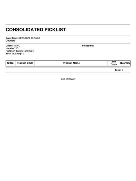 Picklist Pdf