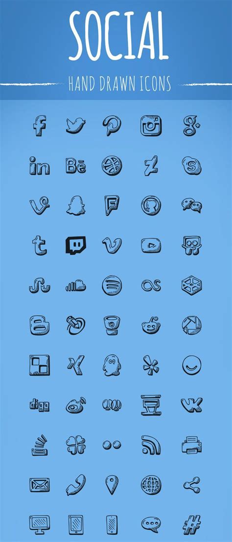Free Download Hand Drawn Social Icons Set Hand Drawn Social Media