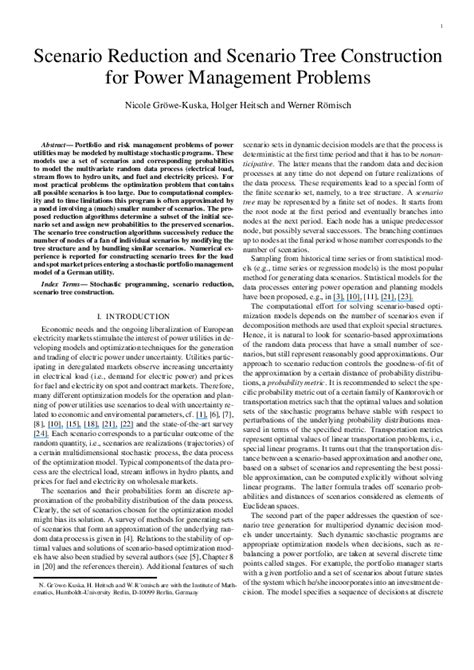 Pdf Scenario Reduction And Scenario Tree Construction For Power