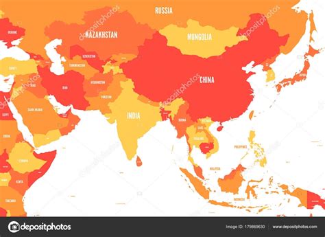 西部 南亚和东亚的政治地图 橙色的色调现代风格简单平面矢量插图 Stock Vector by pyty 179869630