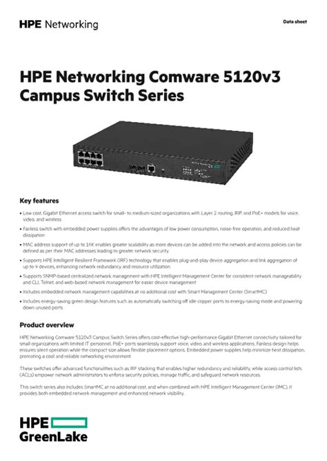 Hpe Networking Comware 5120v3 Campus Switch Series