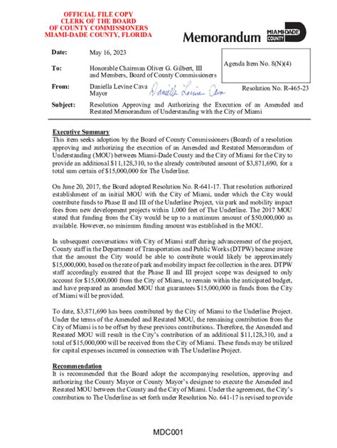 Fillable Online Resolution Approving And Authorizing The Execution Of