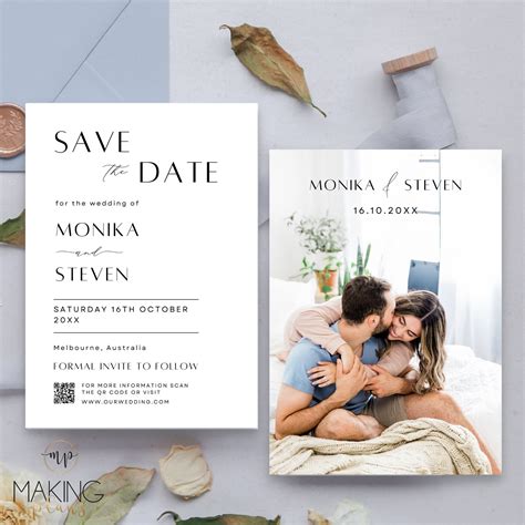 QR Code Save The Date Printable Save The Date Template With QR Code Minimalist Wedding