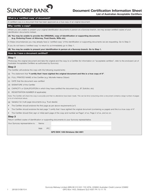 Document Certification Information Sheet