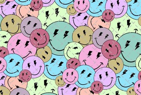 Happy Smiley Face Retro Seamless Pattern Graphic By Flora Co Studio Creative Fabrica