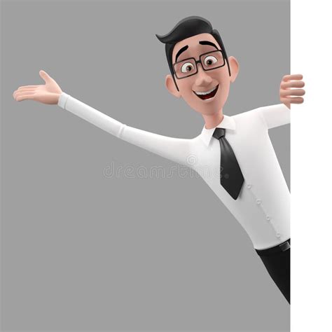 3d смешной характер бизнесмен шаржа участливый смотря Иллюстрация