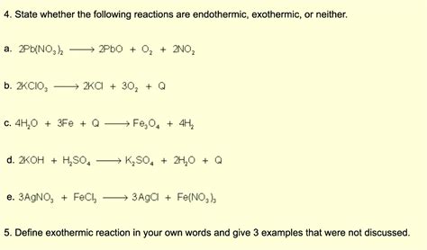 Endothermic And Exothermic Reaction Examples