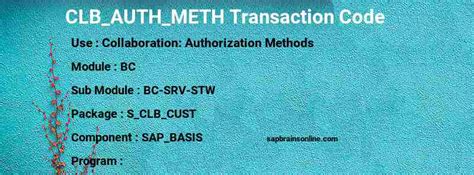 CLB AUTH METH SAP Tcode For Collaboration Authorization Methods