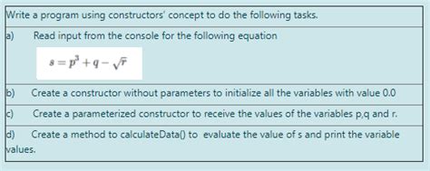 solved write a program using constructors concept to do the