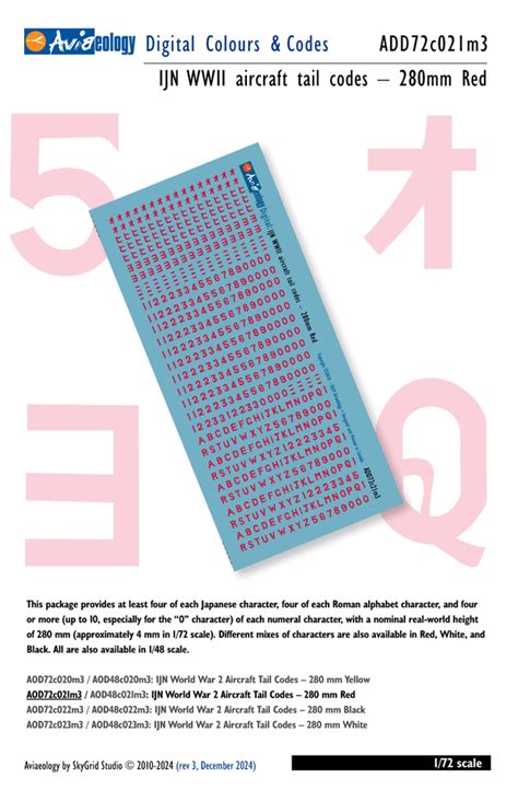 Imperial Japanese Navy Wwii Aircraft Tail Codes 280 Mm Red Aviaeology