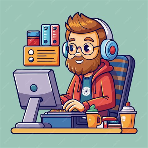 premium vector cute programmer cartoon character vector
