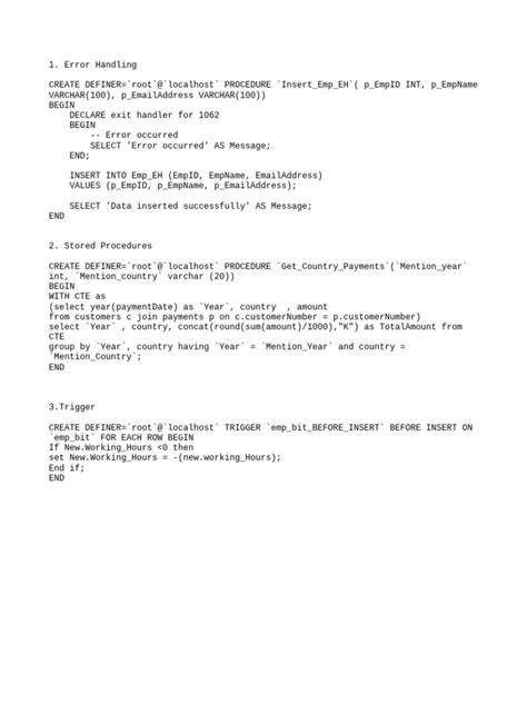 Mysql Stored Procedure Codes Pdf