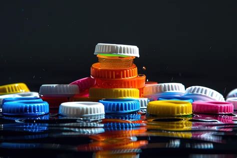 Tapas de botellas de plástico Vector Premium generado con IA