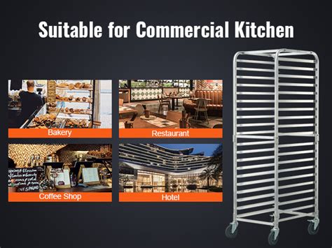 Vevor Bun Pan Rack 20 Tier Commercial Bakery Racks With Brake Wheels
