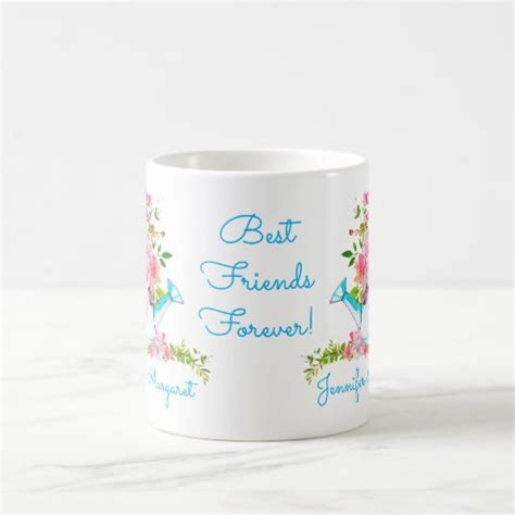 Floral Blue Best Friends Custom Saying Bff Coffee Mug Zazzle
